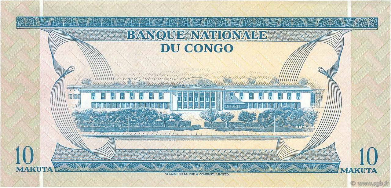 10 Makuta RÉPUBLIQUE DÉMOCRATIQUE DU CONGO 1970 P.009a b90_6984 Billets