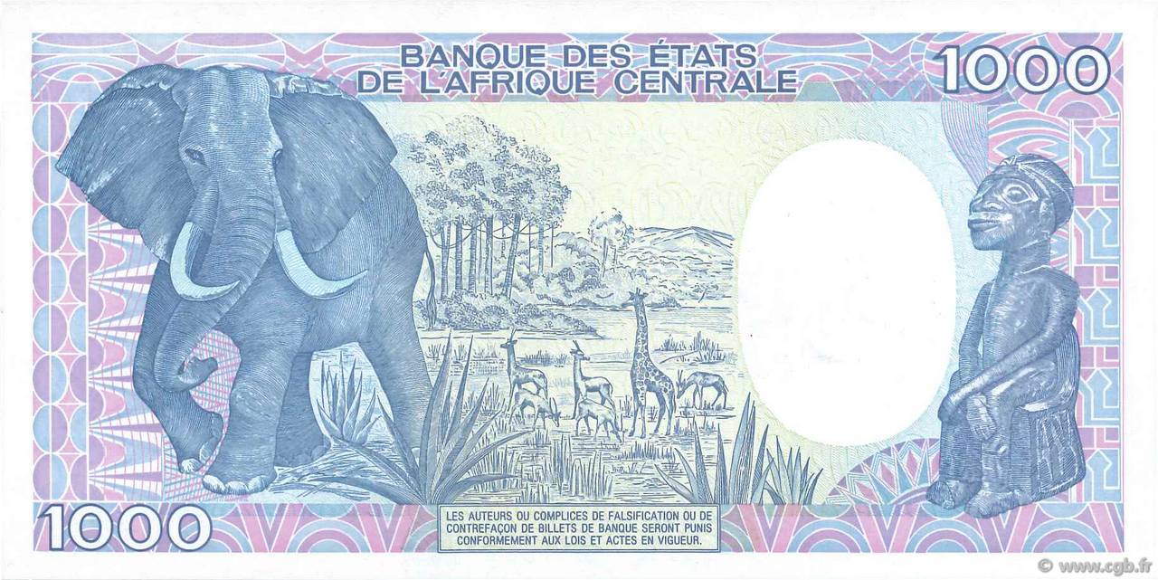 1000 Francs type 1985 modifié CAMEROUN 1990 A.164e b90_8602 Billets