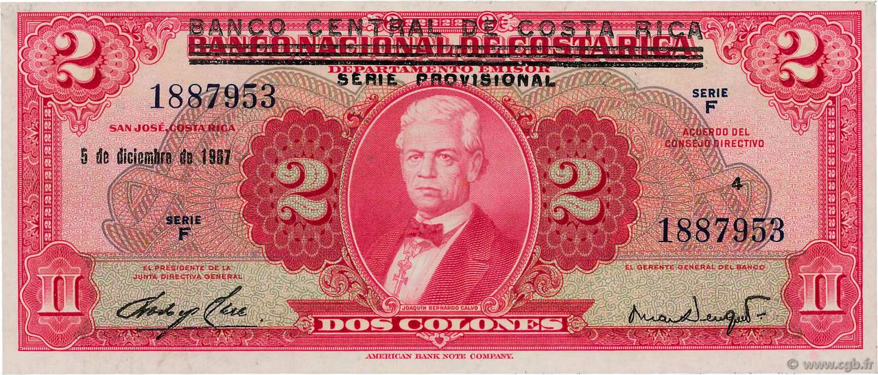 2 Colones COSTA RICA 1967 P.235 b91_0865 Billets