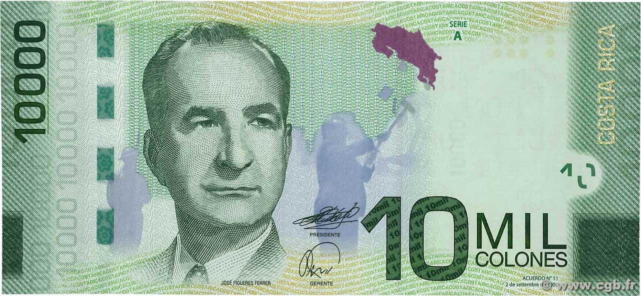 10000 Colones COSTA RICA 2009 P.277 b91_1019 Billets