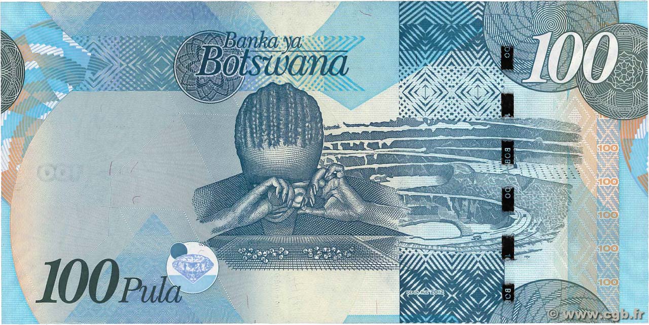 100 Pula BOTSWANA (REPUBLIC OF) 2012 P.33c b91_1671 Banknotes