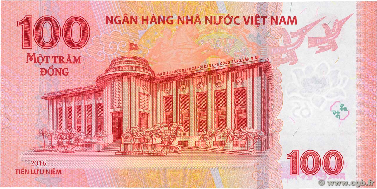 100 Dong Commémoratif VIET NAM 2016 P.New b91_1710 Billets