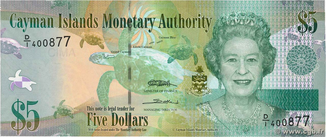 5 Dollars CAYMAN ISLANDS 2010 P.39a b91_3196 Banknotes