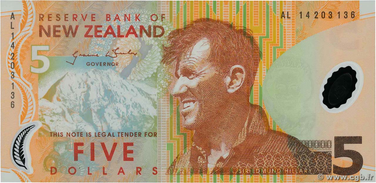 5 Dollars NOUVELLE-ZÉLANDE 2014 P.185c b91_4444 Billets