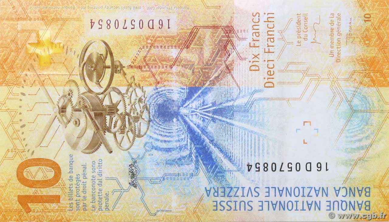 10 Francs SUISSE 2016 P.75a b91_6151 Billets