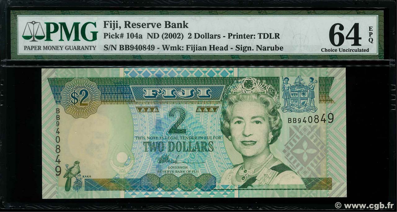 2 Dollars FIDJI 2002 P.104a b91_7602 Billets