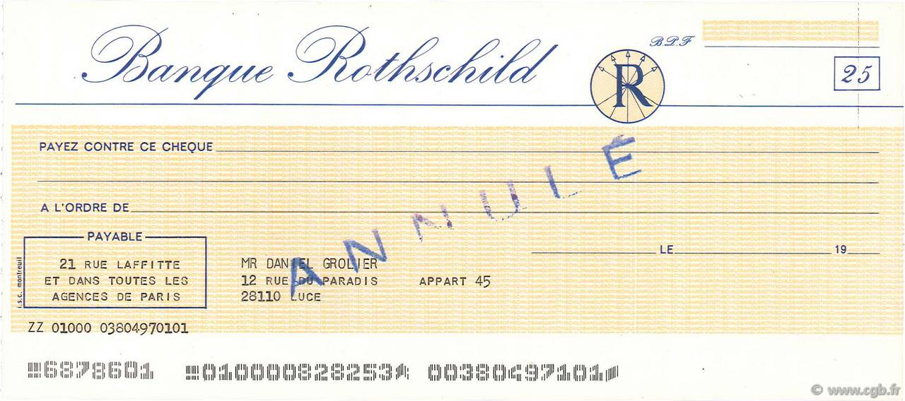 Francs Annulé FRANCE régionalisme et divers Luce 1967 DOC.Chèque b92 ...