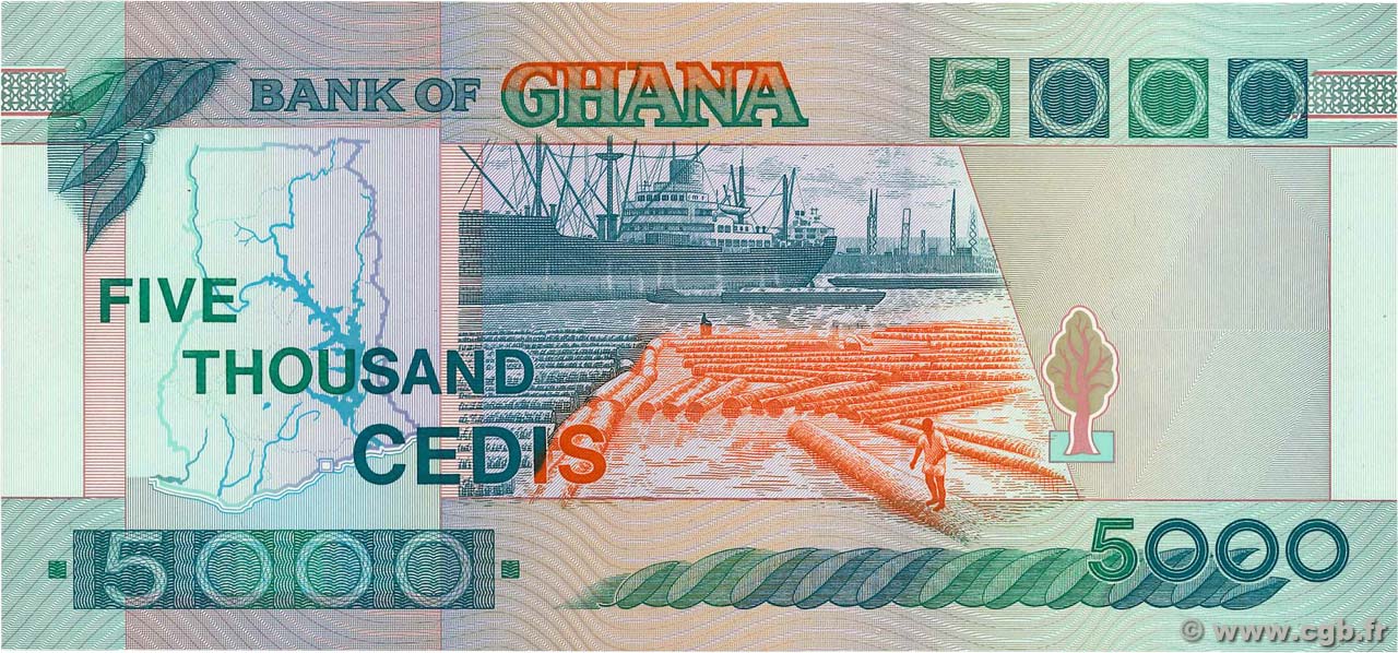 5000 Cedis GHANA 1994 P.31a b92_1663 Billets