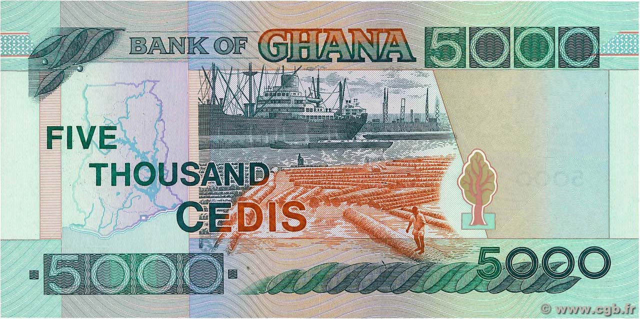 5000 Cedis GHANA 2003 P.34i b92_2462 Billets