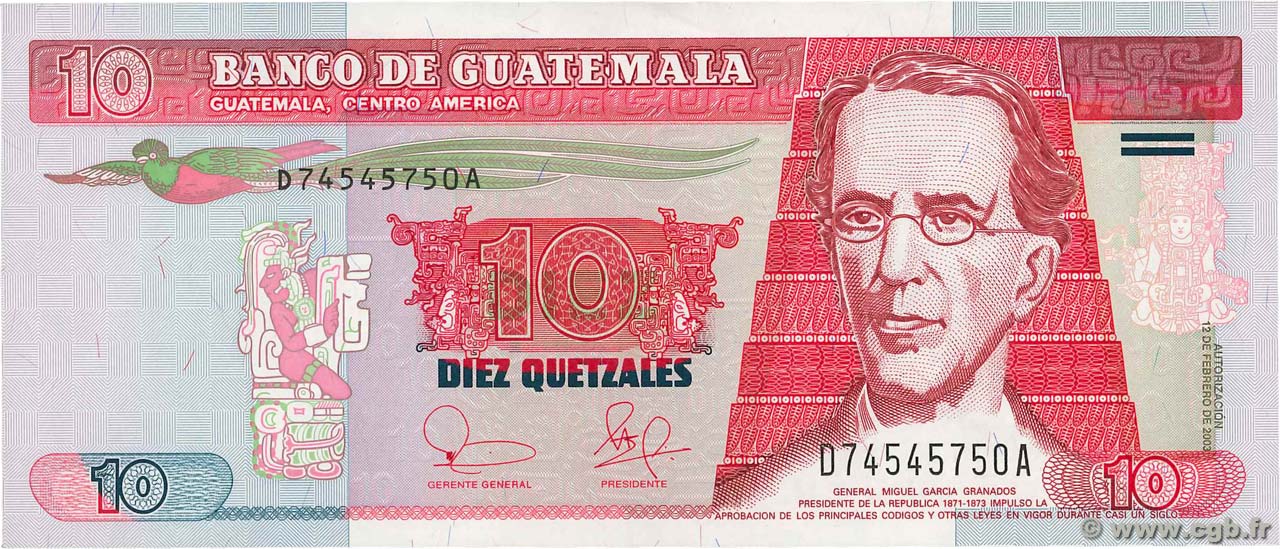 10 Quetzales GUATEMALA 2003 P.107 b92_5593 Billetes