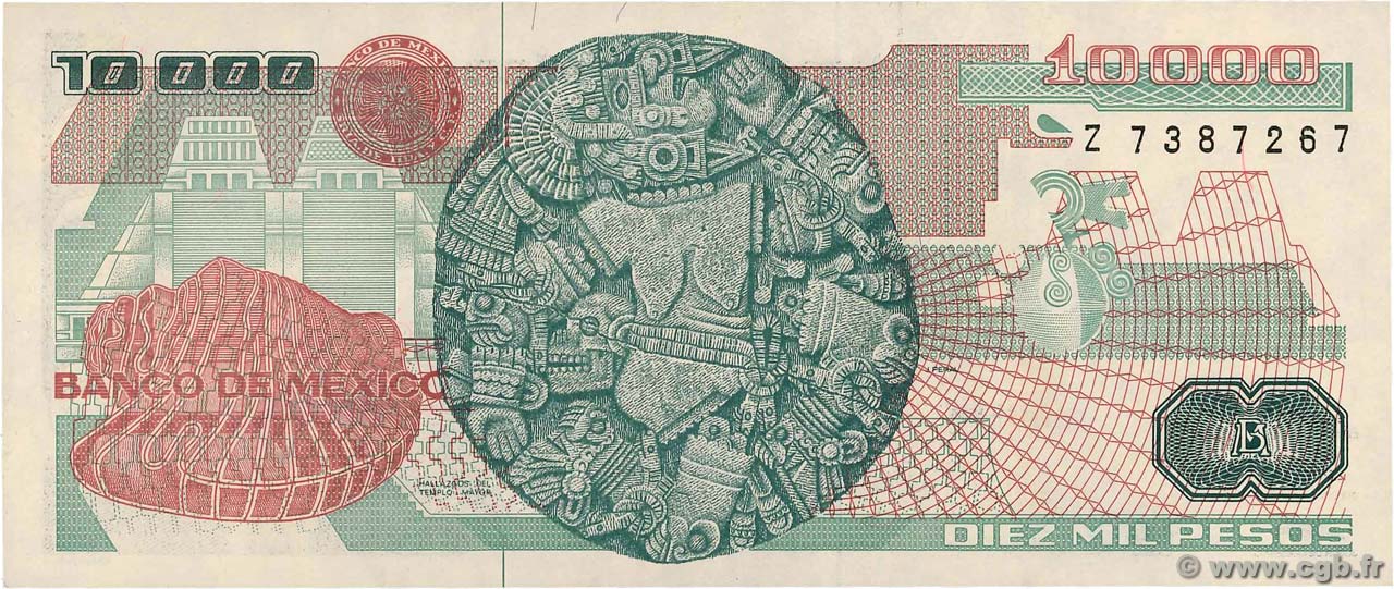 10000 Pesos MEXICO 1991 P.090d b92_5713 Banknotes
