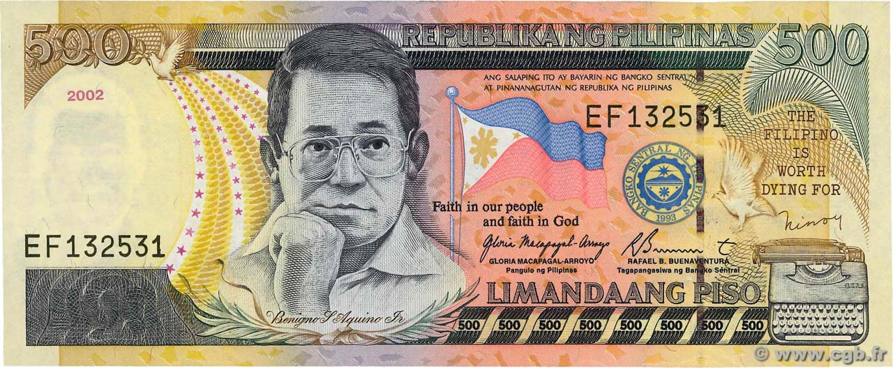500 Pesos PHILIPPINES 2002 P.196a b92_5874 Billets