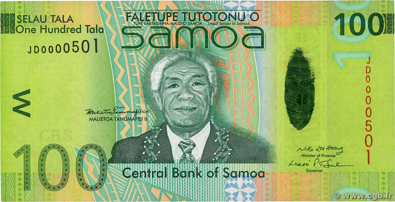 100 Tala SAMOA 2008 P.43a b92_7896 Billets