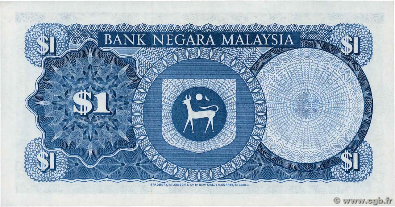 1 Ringitt MALAYSIA 1972 P.07 b92_8064 Banknotes