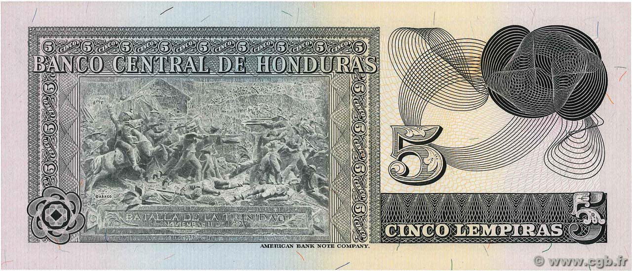 5 Lempiras HONDURAS 1977 P.059b b92_8310 Billets