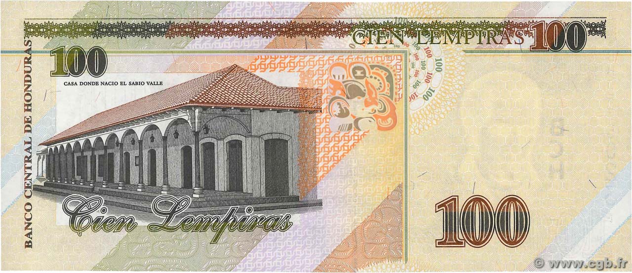 100 Lempiras HONDURAS 2004 P.077g b92_8778 Banknotes