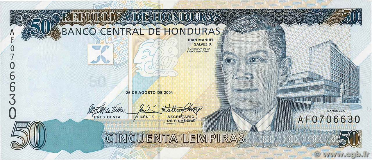 50 Lempiras HONDURAS 2004 P.094a b92_8780 Billets