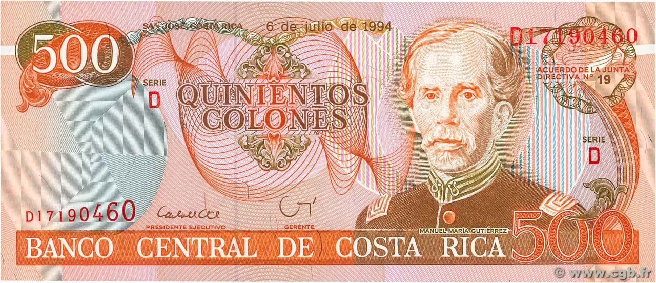500 Colones COSTA RICA 1994 P.262a b92_8976 Billets