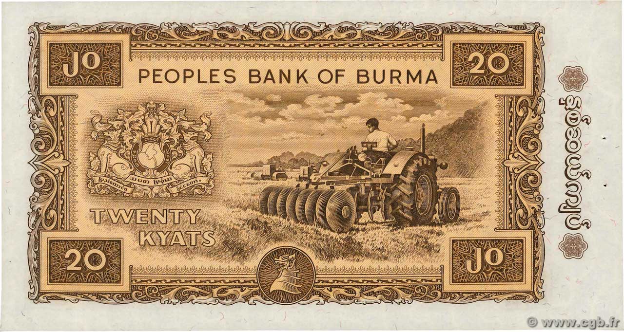 20 Kyats BURMA (SEE MYANMAR) 1965 P.55 b93_0052 Banknotes
