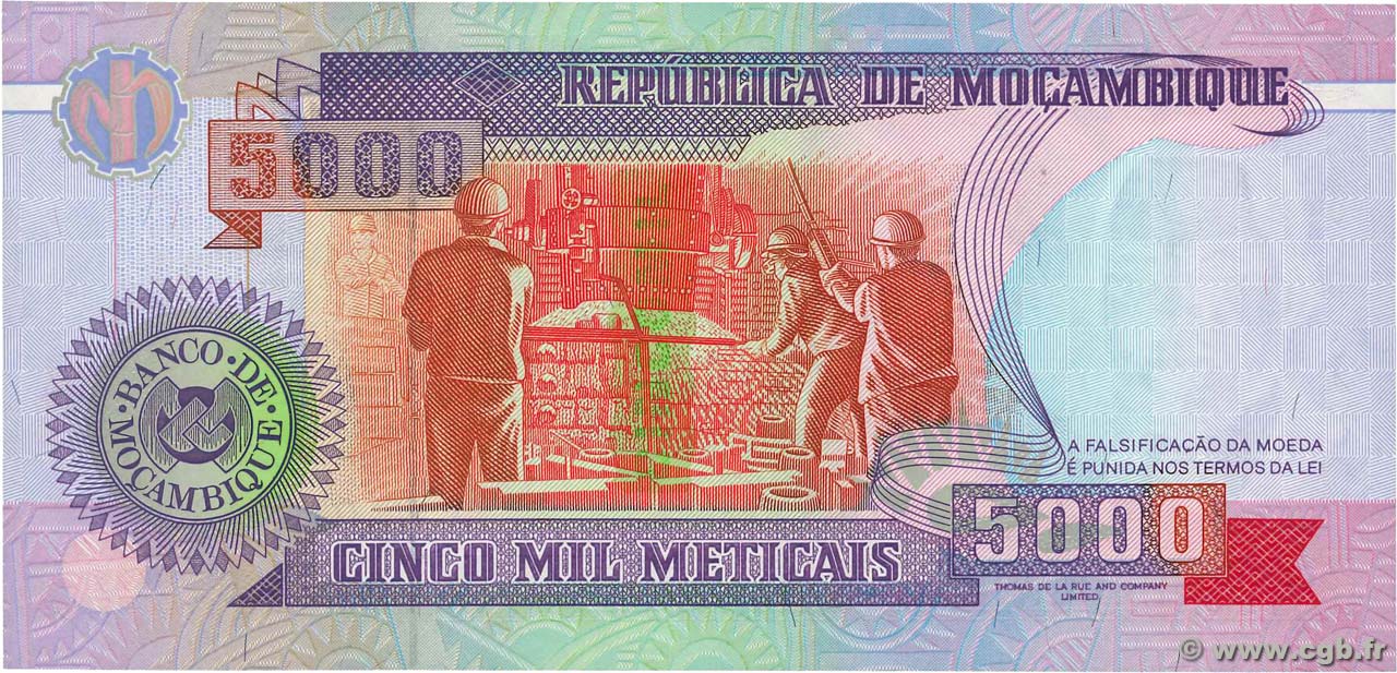 5000 Meticais MOZAMBIQUE 1991 P.136 b93_0450 Billets