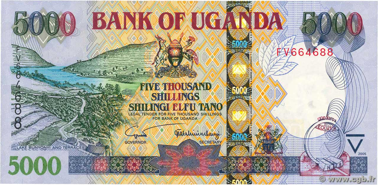 5000 Shillings OUGANDA 2005 P.44b b93_0797 Billets