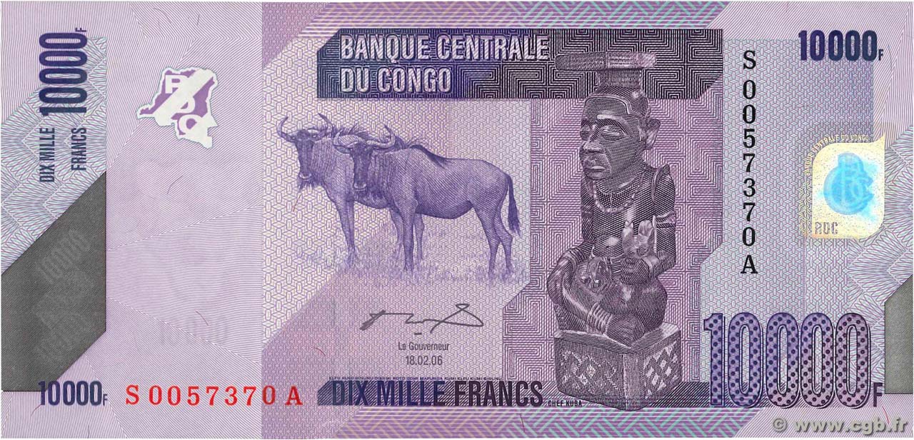 10000 Francs CONGO (RÉPUBLIQUE) 2012 P.103a b93_1407 Billets