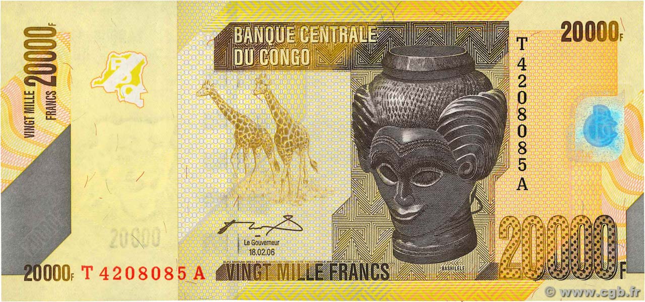 20000 Francs RÉPUBLIQUE DÉMOCRATIQUE DU CONGO 2012 P.104a b93_1408 Billets