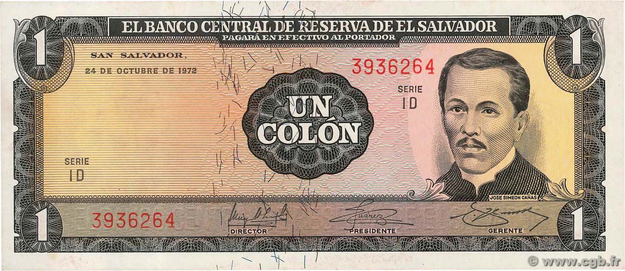 1 Colon SALVADOR 1971 P.115a b93_2480 Billets