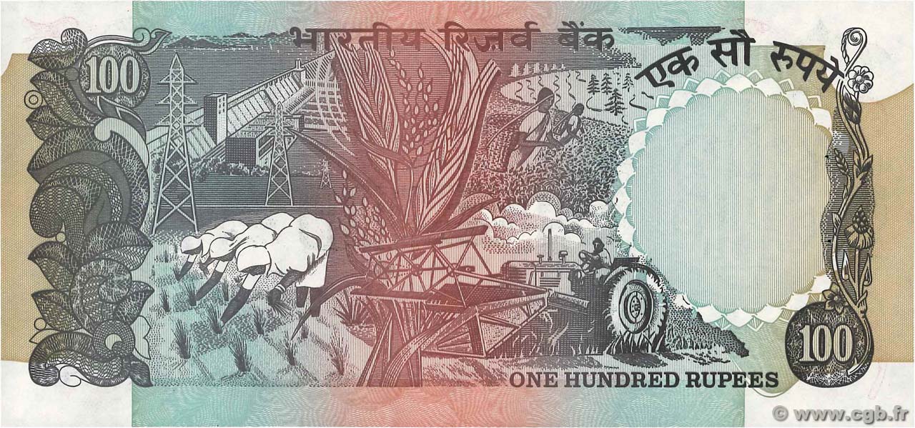 100 Rupees INDE 1990 P.086e b93_3319 Billets