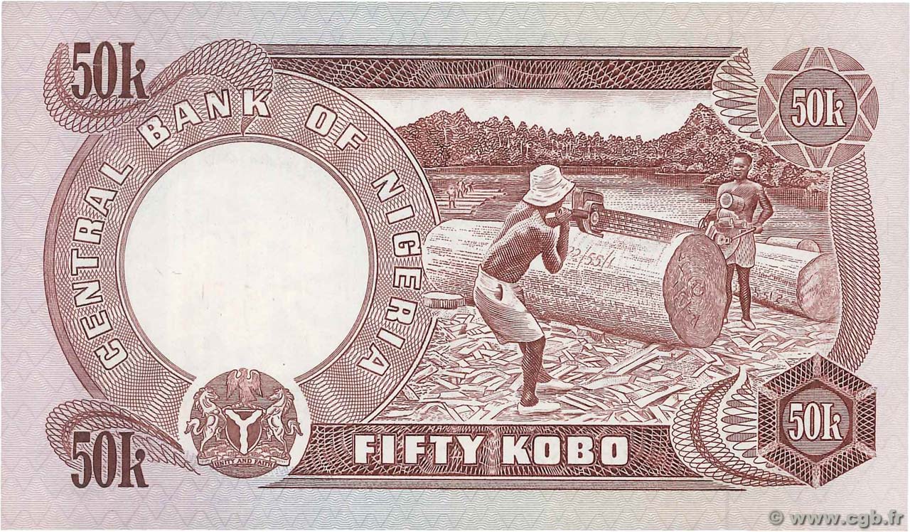 50 Kobo NIGERIA 1973 P.14f b93_4685 Billets