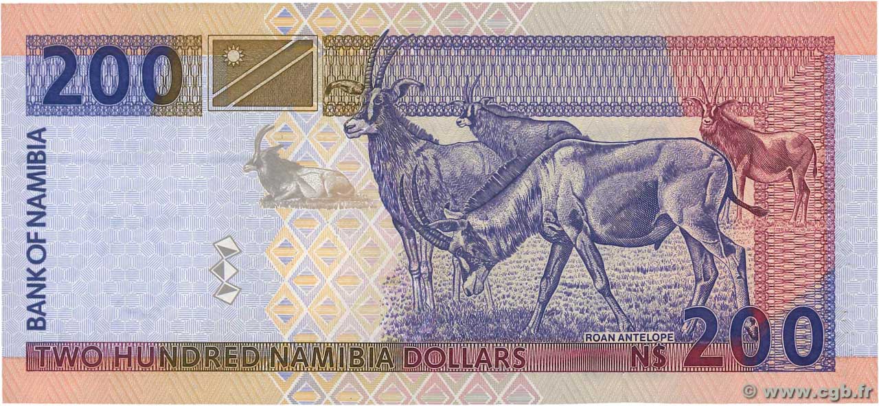 200 Namibia Dollars NAMIBIA 2003 P.10b b93_5428 Banknotes