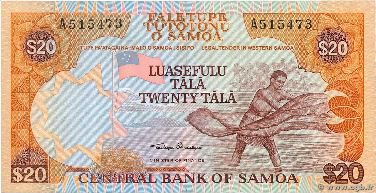 20 Tala SAMOA 1985 P.28 b93_5495 Banknotes