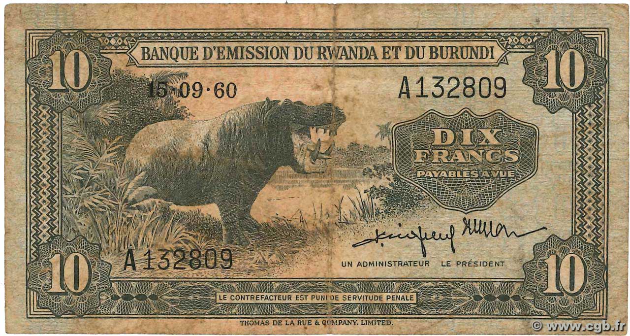 10 Francs RWANDA BURUNDI 1960 P.02 b94_5083 Banknotes