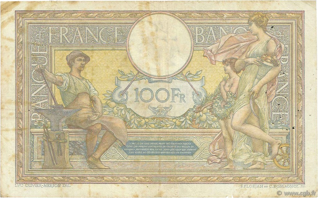 100 Francs LUC OLIVIER MERSON sans LOM FRANCE 1923 F.23.16 b95_1885 ...