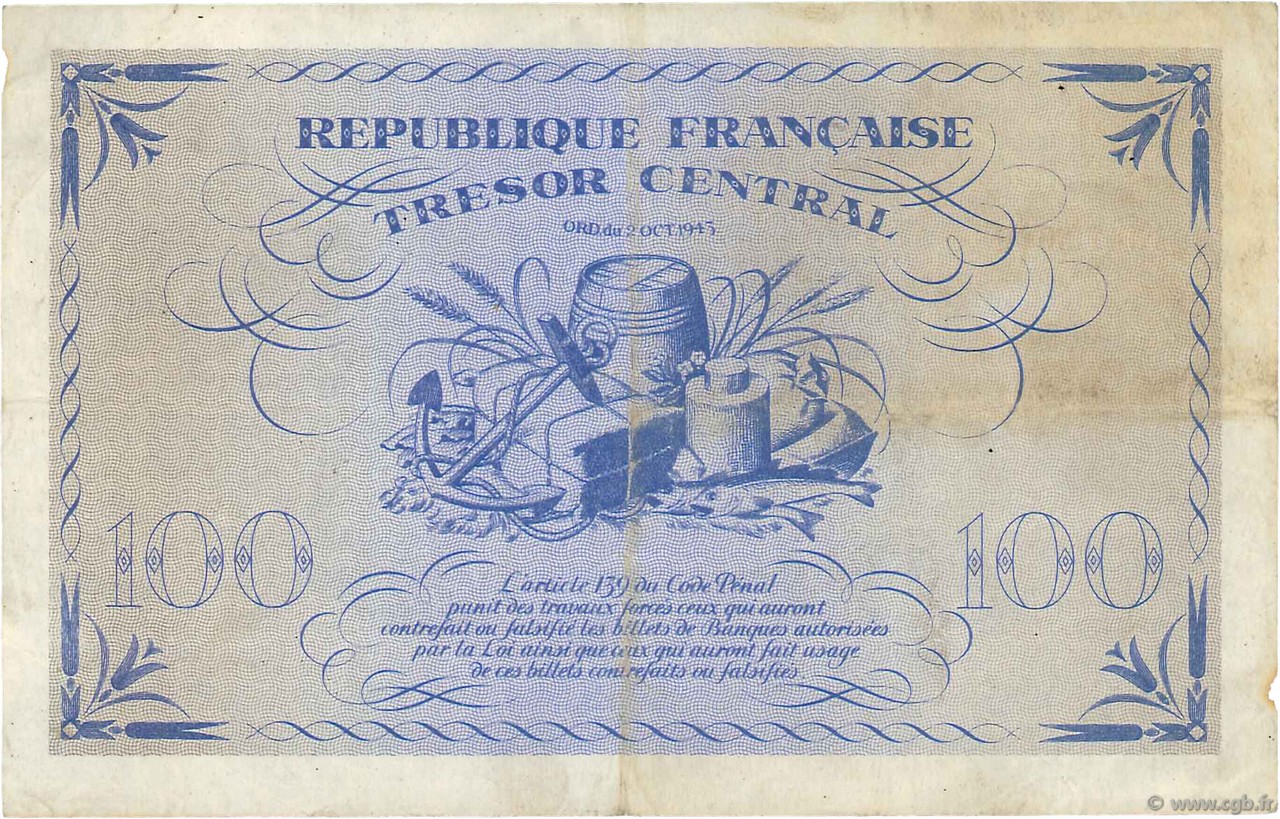 100 Francs MARIANNE FRANCE 1943 VF.06.01g b95_2421 Banknotes