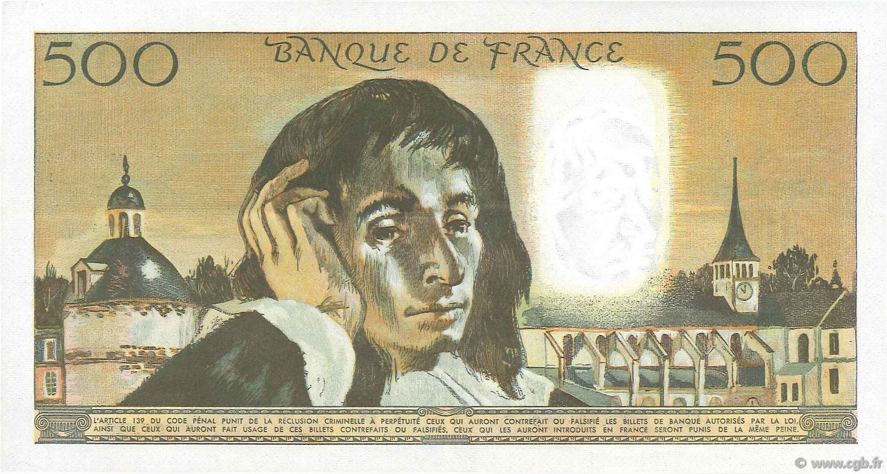 500 Francs PASCAL FRANCE 1968 F.71.02 b95_2464 纸钞