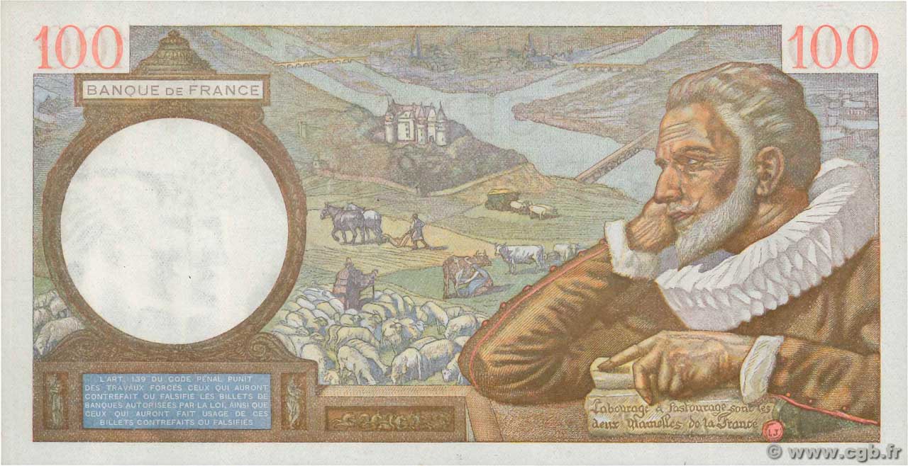 100 Francs SULLY FRANCE 1942 F.26.65 b96_2285 Billets