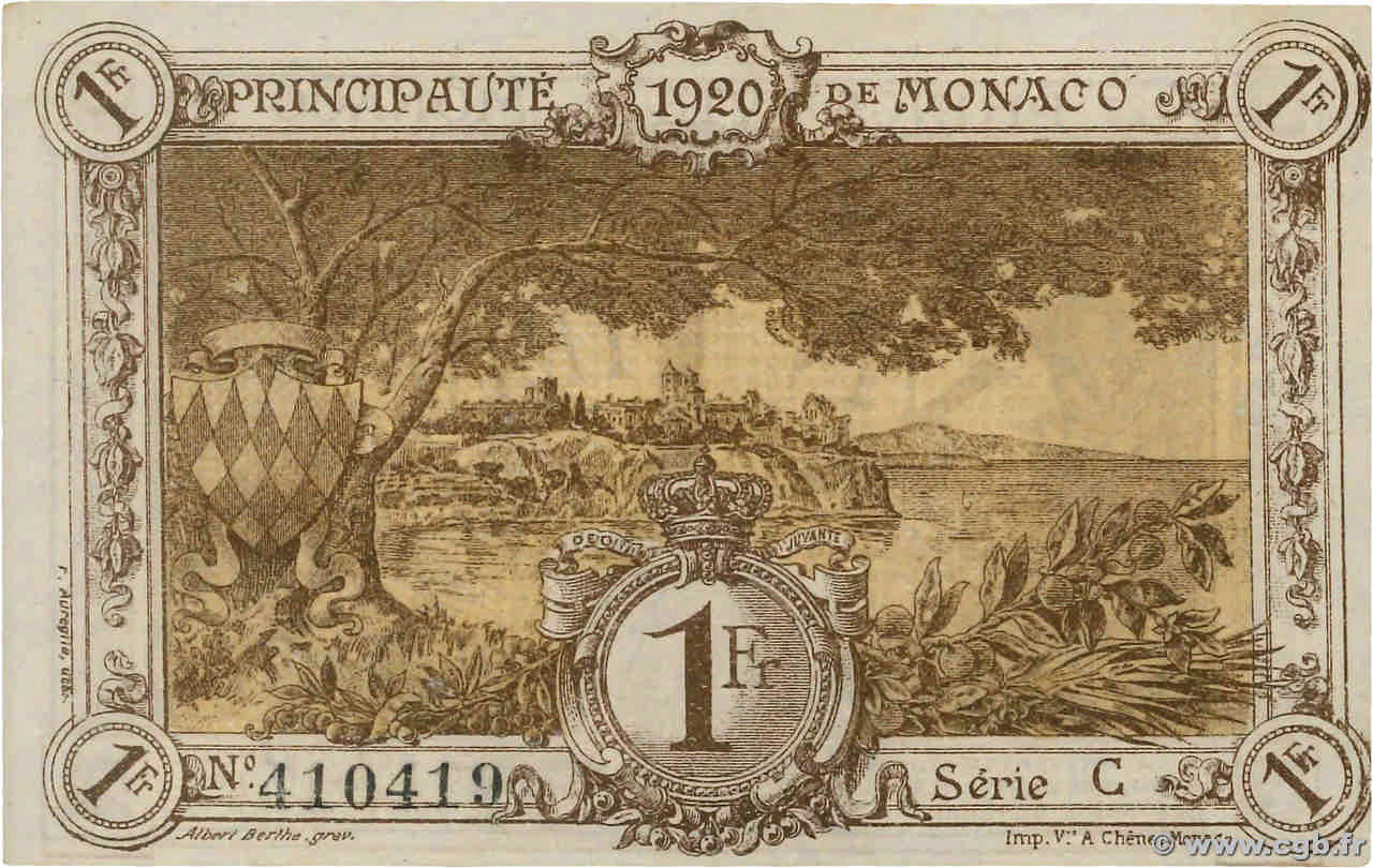 1 Franc MONACO 1920 P.04b b96_2604 Banknotes