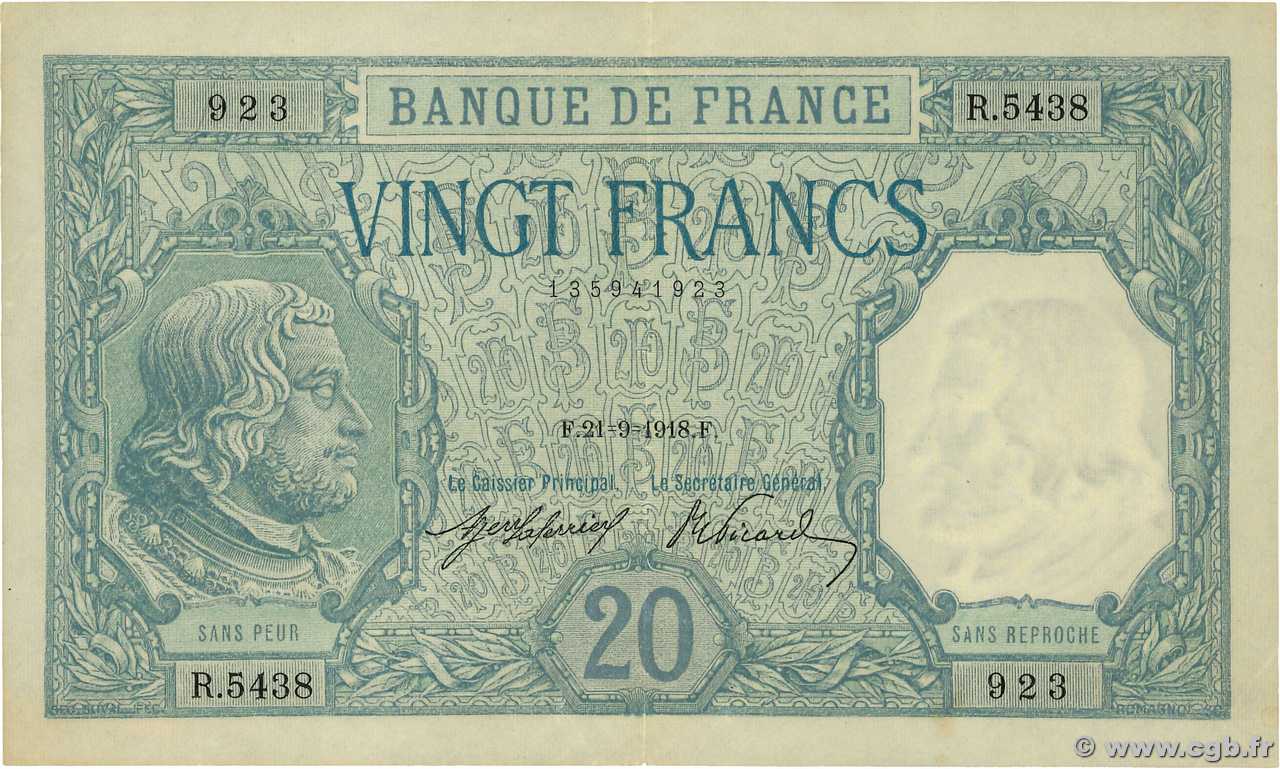 20 Francs BAYARD FRANCE 1918 F.11.03 b96_4637 Banknotes