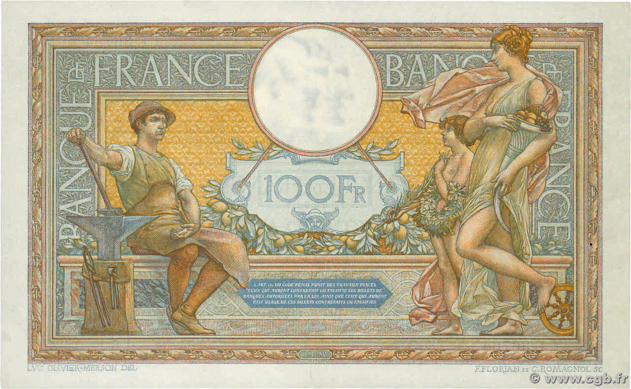 100 Francs LUC OLIVIER MERSON grands cartouches FRANCE 1932 F.24.11 b96 ...