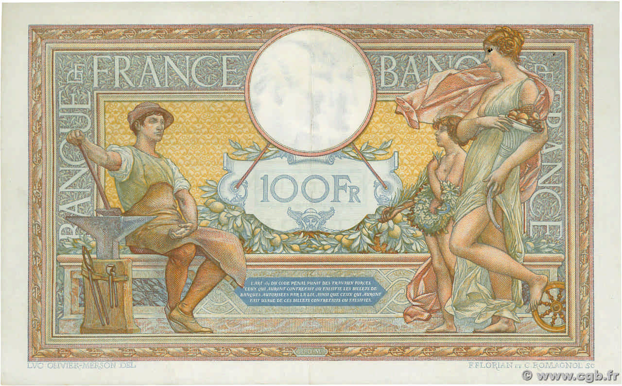 100 Francs LUC OLIVIER MERSON grands cartouches FRANCE 1935 F.24.14 b96 ...