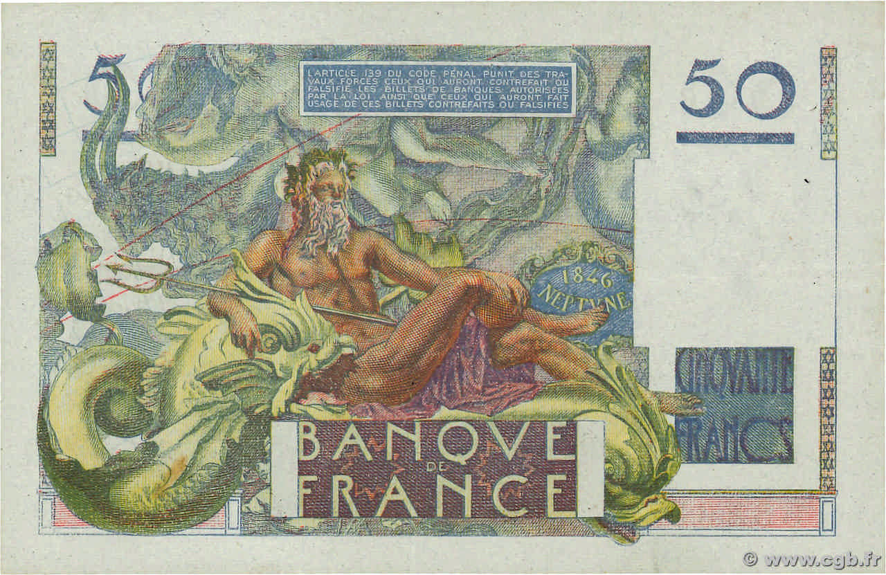 50 Francs LE VERRIER FRANCE 1950 F.20.16 b96_5339 Billets