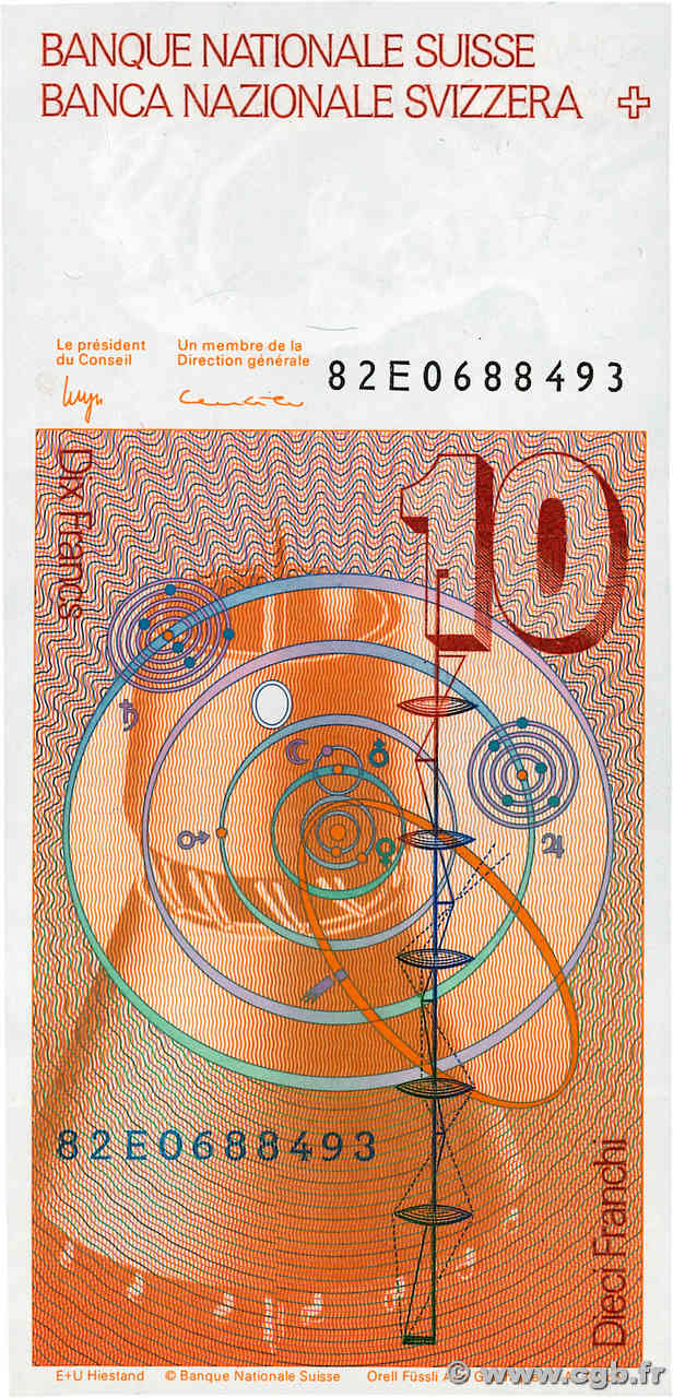 10 Francs SUISSE 1982 P.53d b96_6922 Billets