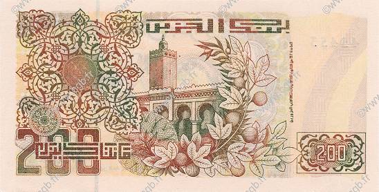 200 Dinars ALGERIA 1992 P.138 b97_0009 Banknotes