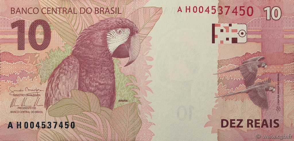 10 Reais BRAZIL 2010 P.254a b97_2223 Banknotes