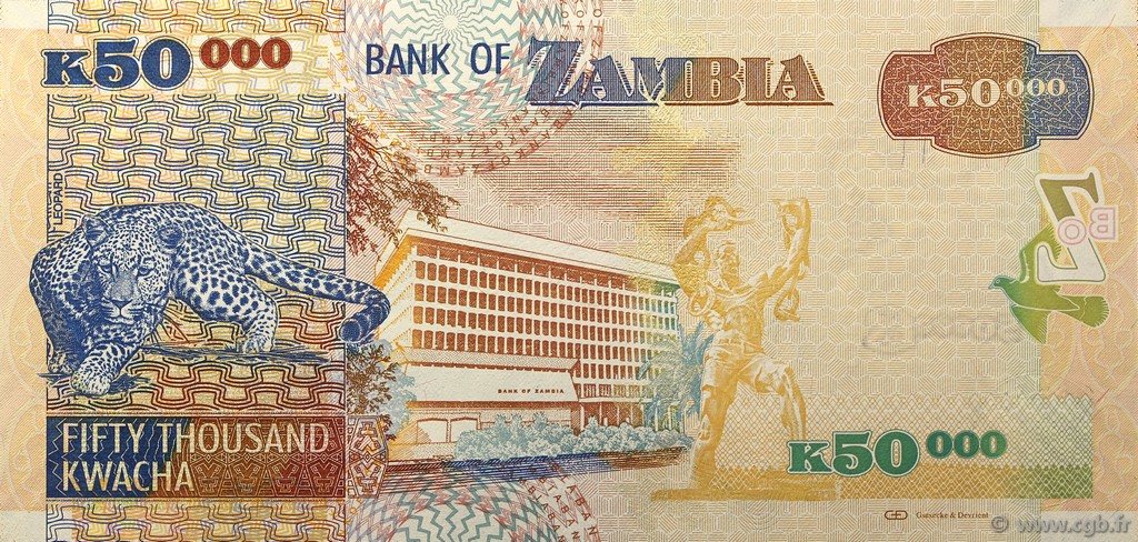 50000 Kwacha ZAMBIA 2012 P.48h b97_2240 Banknotes