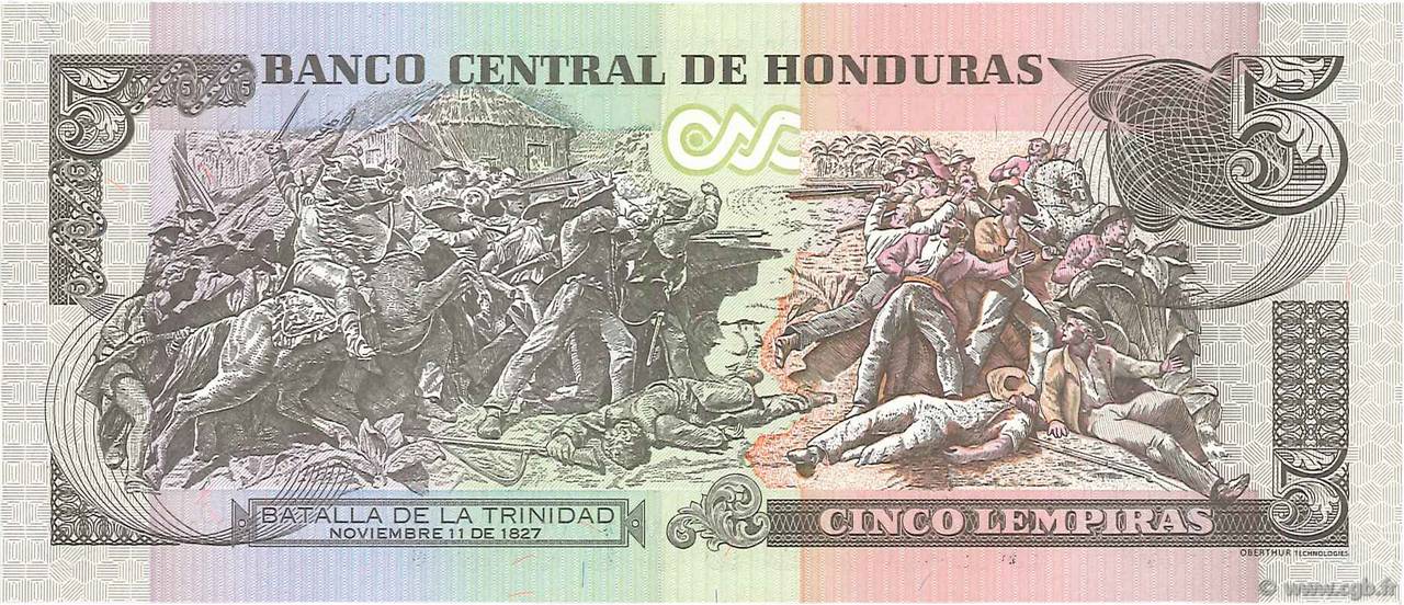 5 Lempiras HONDURAS 2010 P.091c b97_2909 Banknotes