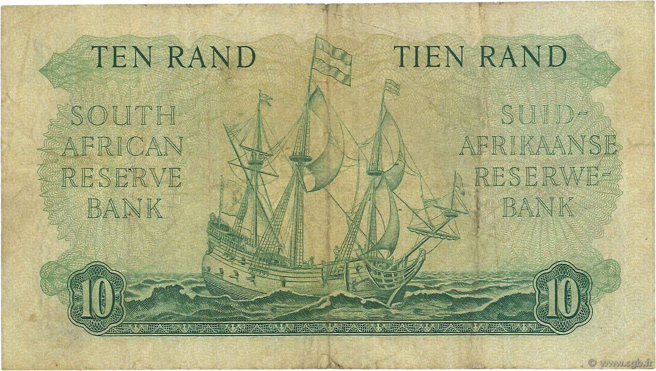 10 Rand SUDAFRICA 1962 P.106b b97_3454 Banconote