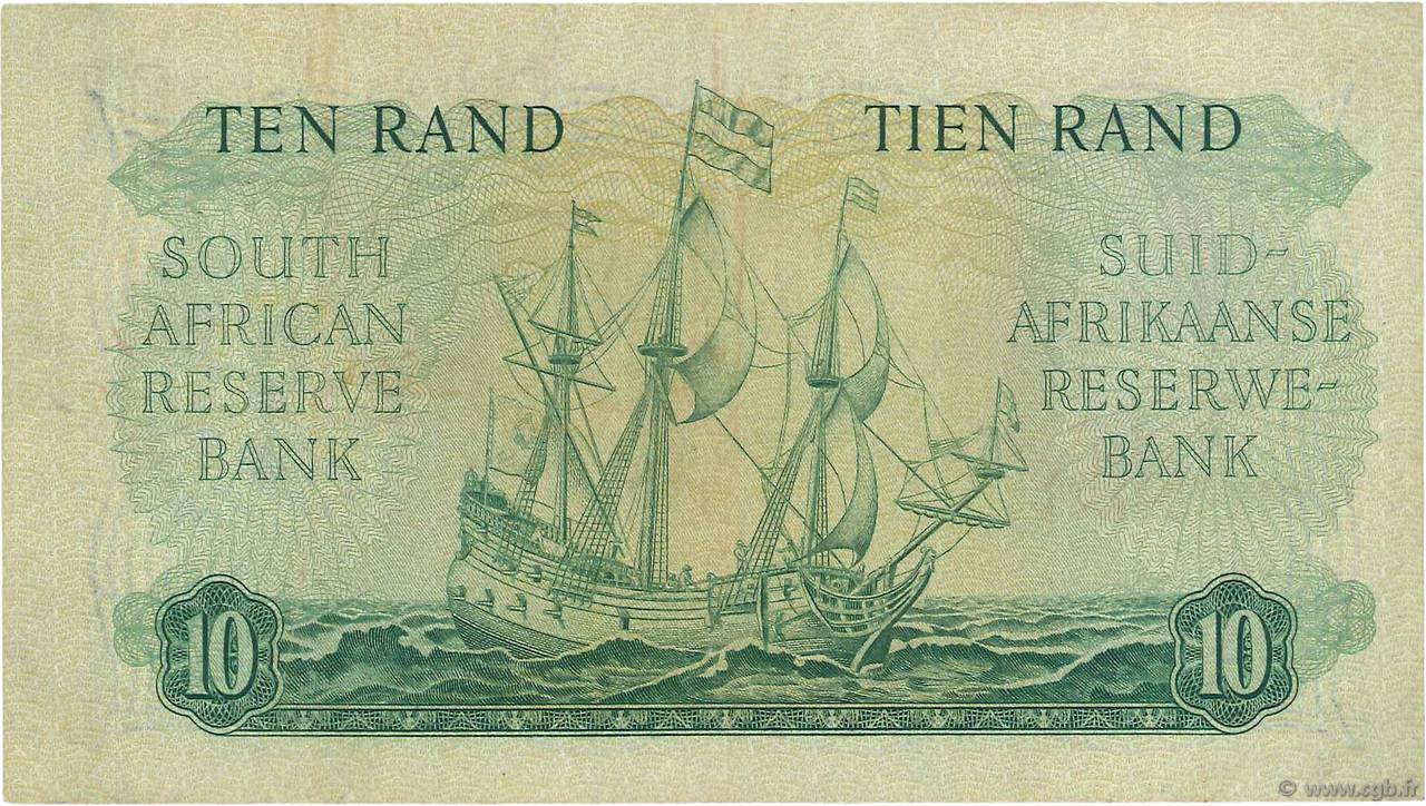 10 Rand SOUTH AFRICA 1961 P.106a b97_3457 Banknotes