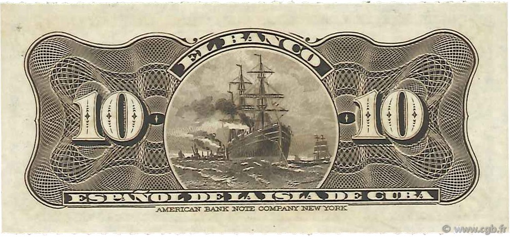 10 Centavos CUBA 1897 P.052a b97_3537 Banknotes